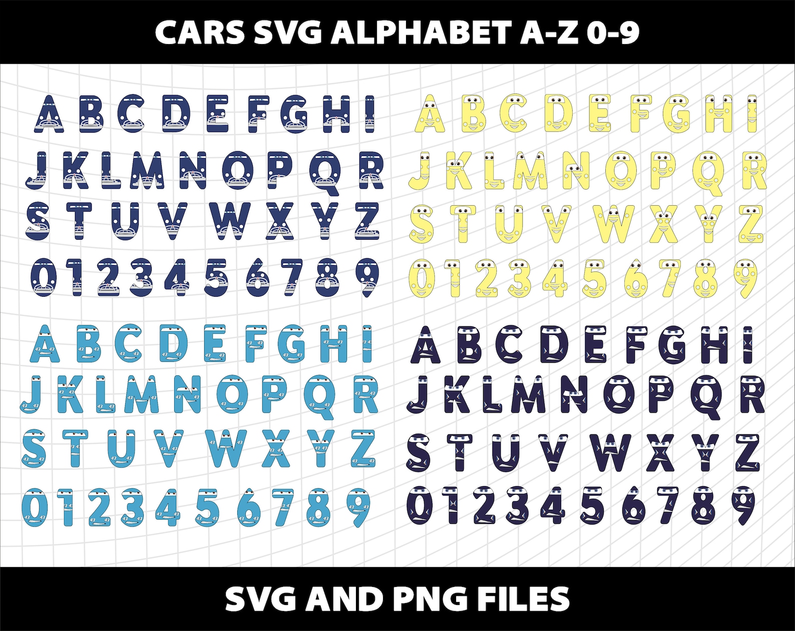 Cars Letters Alphabet Font Clipart Svg Png Bundle Birthday Party ...