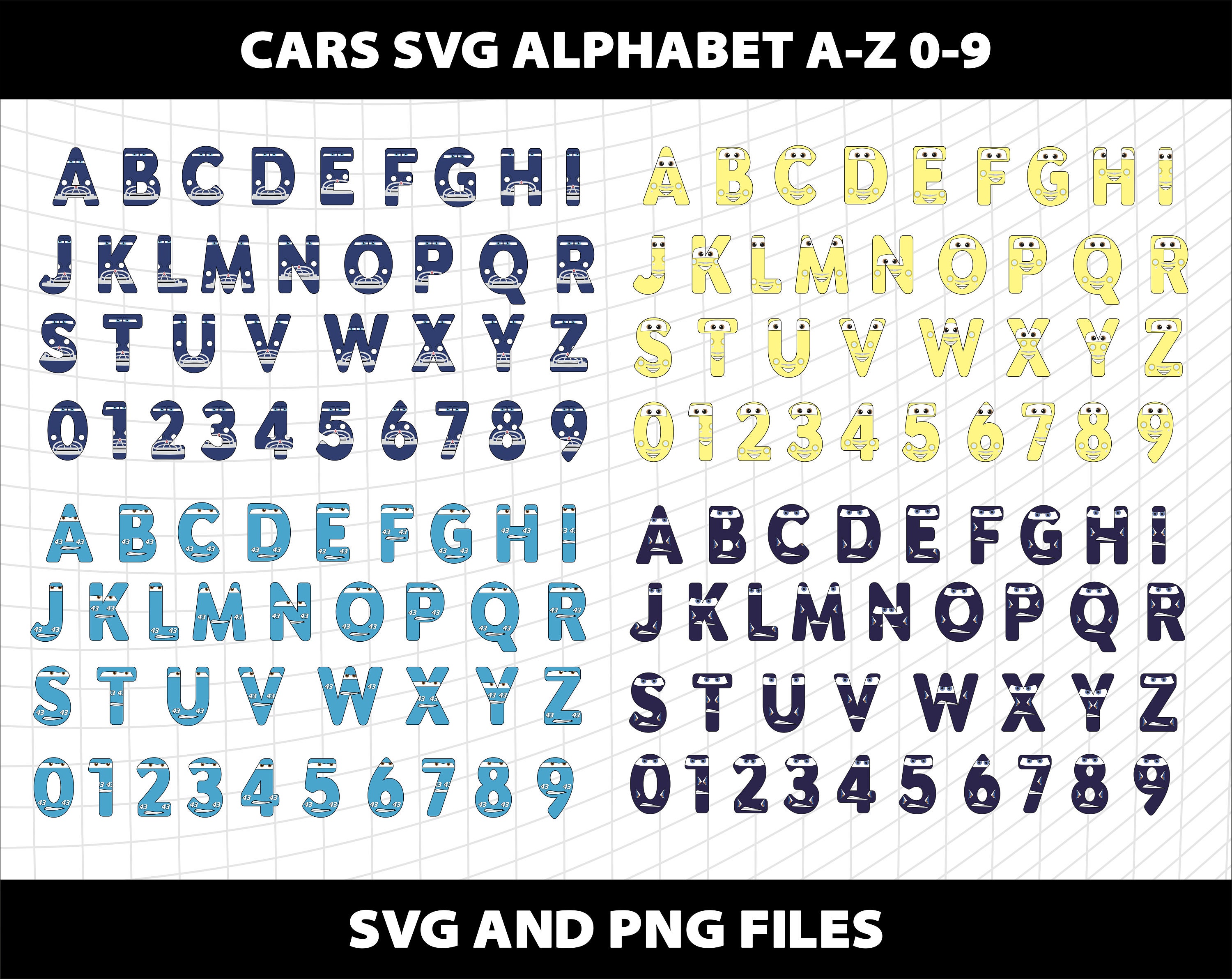 Cars Letters Alphabet Font Clipart Svg Png Bundle Birthday Party ...