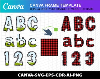 Split Half Letters Alphabet Font Blank Transparent Canva Frame Template ...