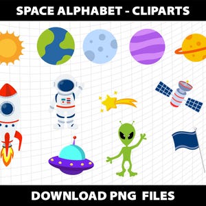 Space Alphabet Letters Clipart Svg Png Galaxy Astronaut Rocket Planet ...