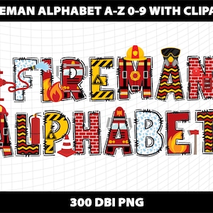 Fire Fighter Fireman Rescue Man Doodle Letters Alphabet Cliparts Png ...