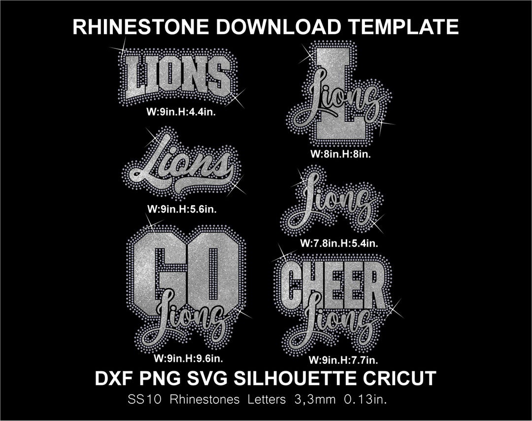Lions Team Rhinestone and Htv Vinyl Template Silhouette Cricut Svg ...