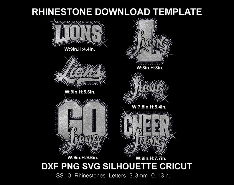 Lions Team Rhinestone and Htv Vinyl Template Silhouette Cricut Svg ...