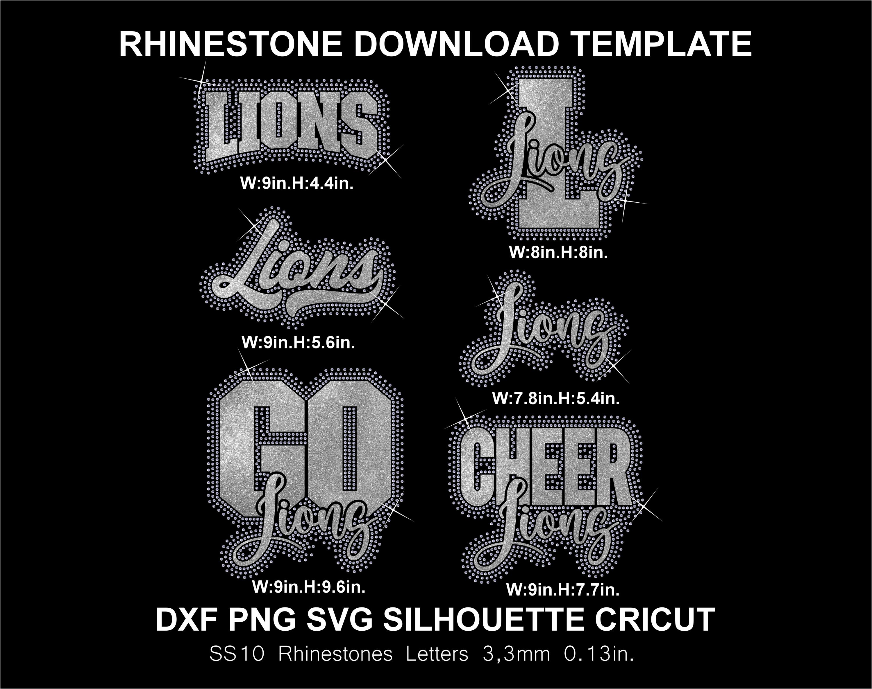 Lions Team Rhinestone and Htv Vinyl Template Silhouette Cricut Svg ...