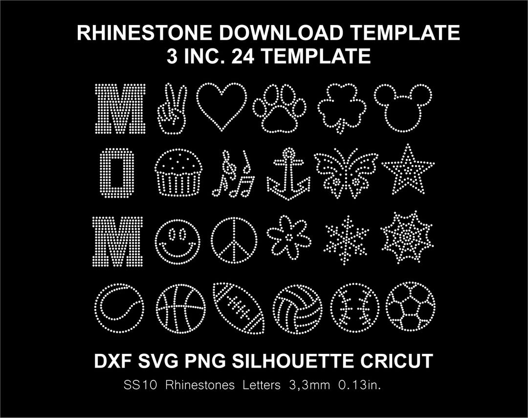 Rhinestone Mom Template 3 Inch 24 Templates Cliparts Silhouette Cricut ...