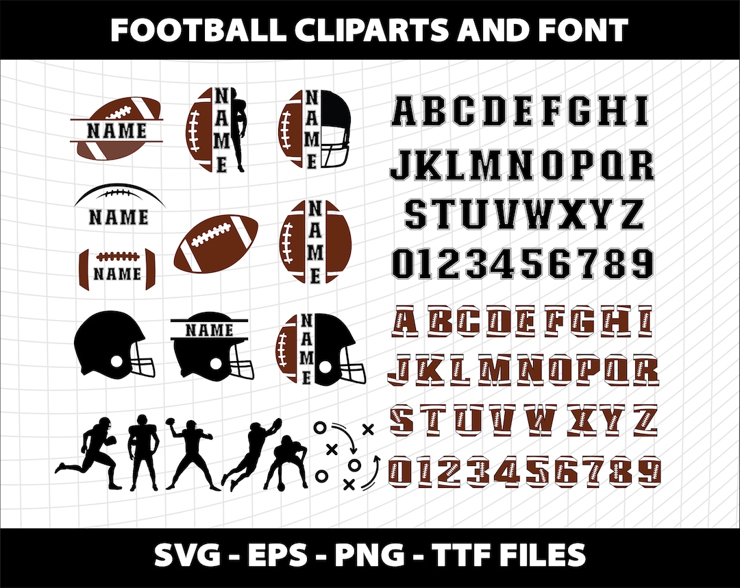 American Football Svg Split Cliparts Varsity Sports College Font ...