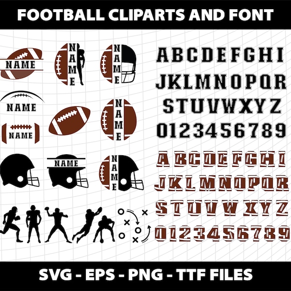Football number and font svg - Etsy.de