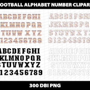 Football Letters Alphabet Number Cliparts Font Sublimation Varsity ...
