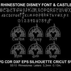 Rhinestone Letters Font Alphabet Mickey Mouse Castle Chateau Silhouette ...