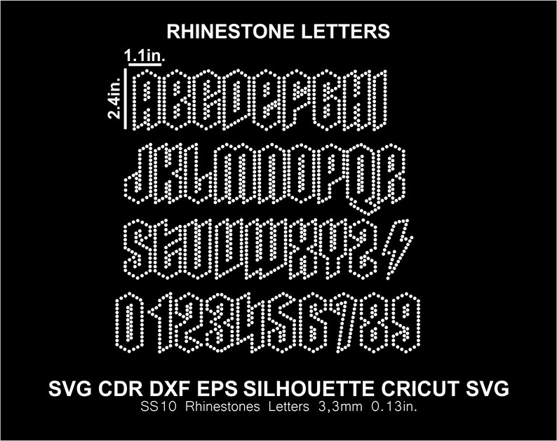 Rhinestone Hard Rock Font Letters Alphabet Rhinestone Silhouette Cameo ...