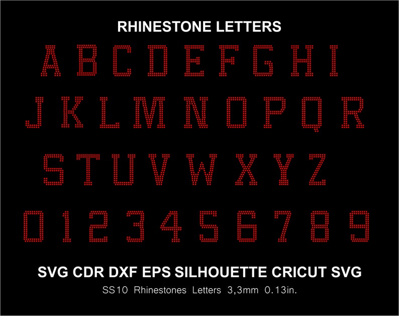 Rhinestone Font Letters Cheer College Sports 2 Color Alphabet ...