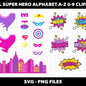 Girl Super Hero Svg Alphabet Doodle Letters Cliparts Super Girl Font ...