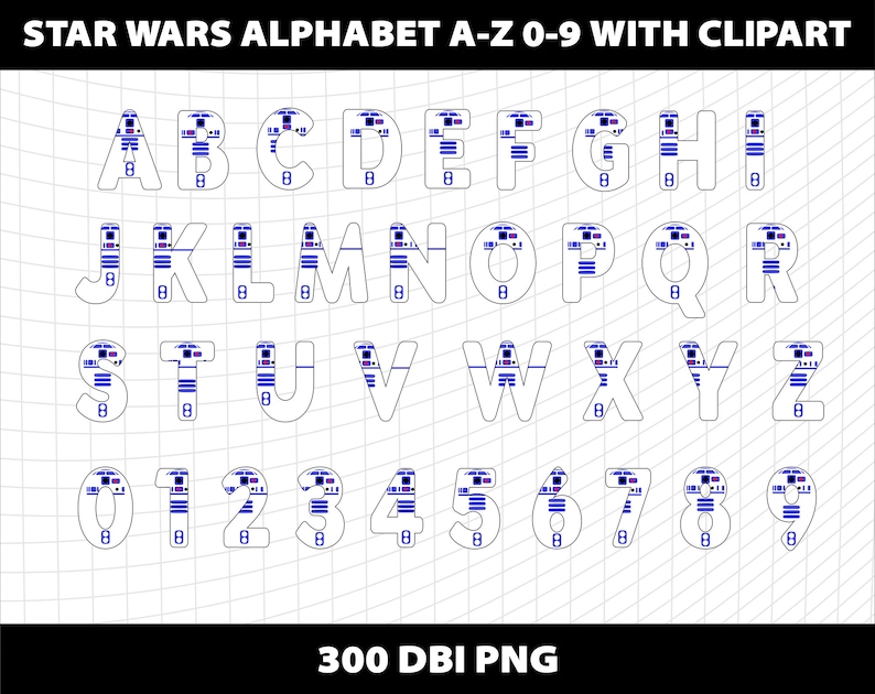 Star Wars Font Letters Alphabet Cliparts Number Png Sublimation Design ...
