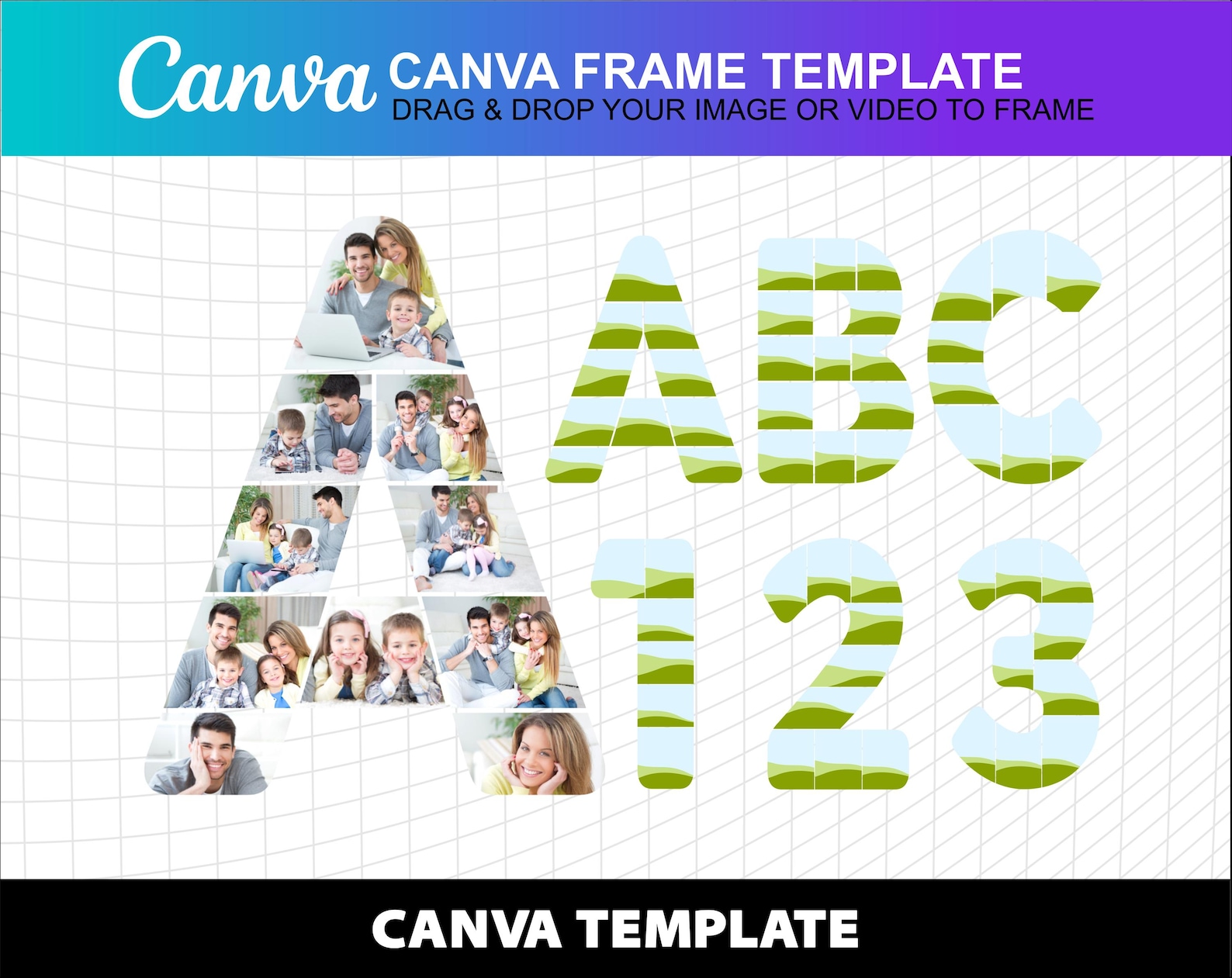Photo Collage Alphabet Letters Canva Frame Template Birthday ...