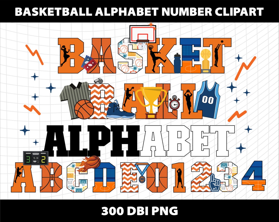 Basketball Letters Alphabet Number Cliparts Font Sublimation Varsity ...