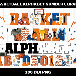 Basketball Letters Alphabet Number Cliparts Font Sublimation Varsity ...