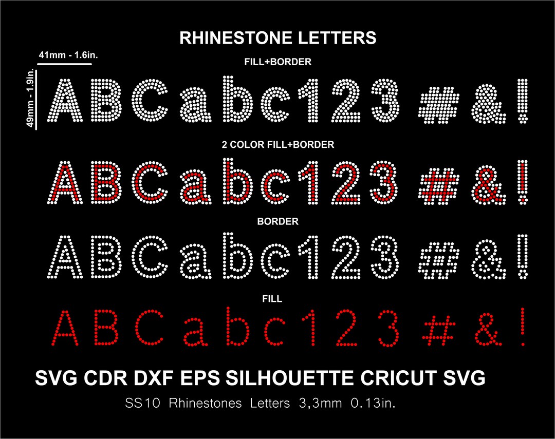 Rhinestone Letters 2 Color Font Alphabet Rhinestone Font Silhouette ...