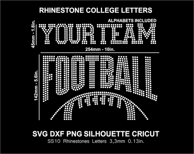 Rhinestone Football Team Font Letters Alphabet College Sports Font ...