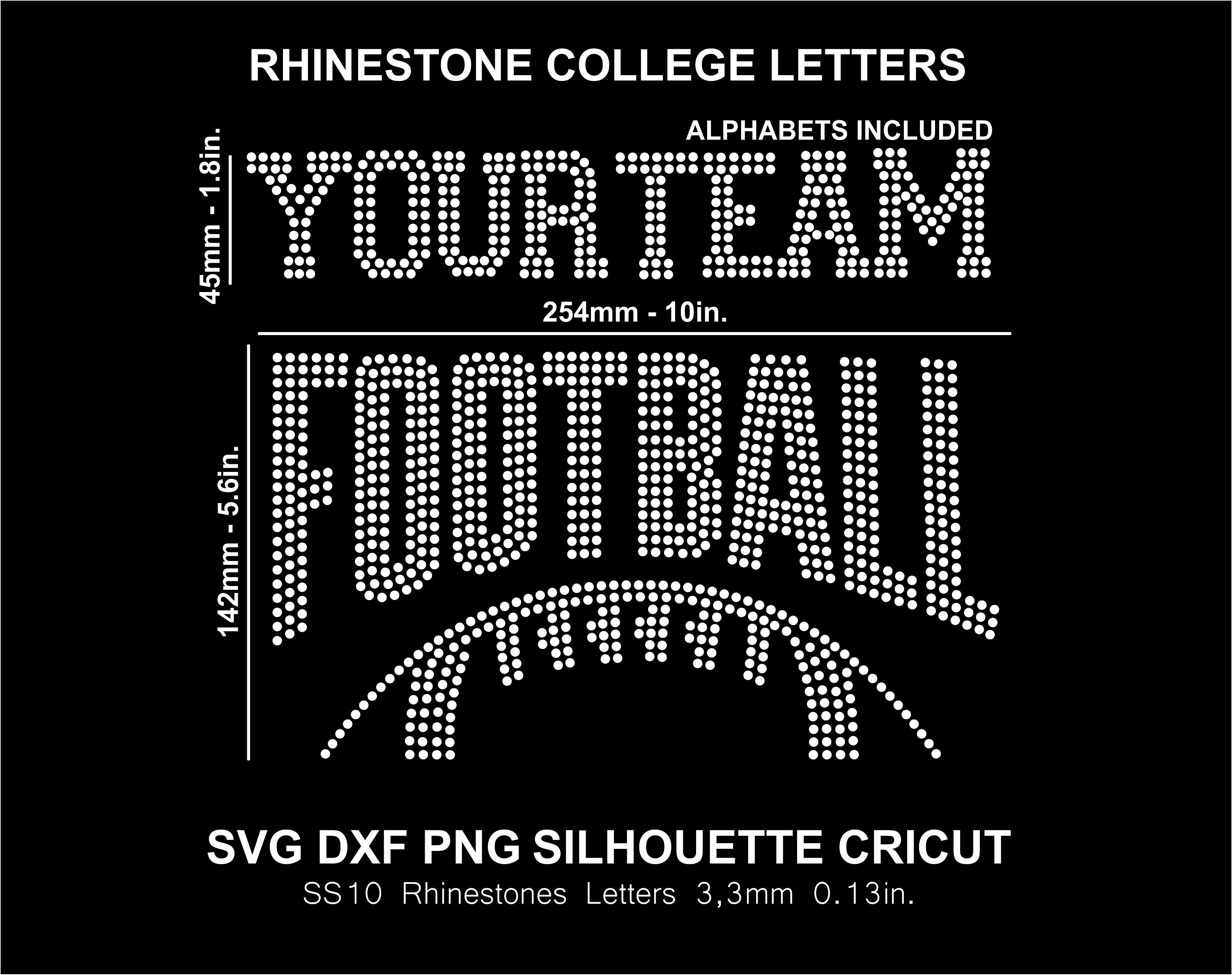 Rhinestone Football Team Font Letters Alphabet College Sports Font ...