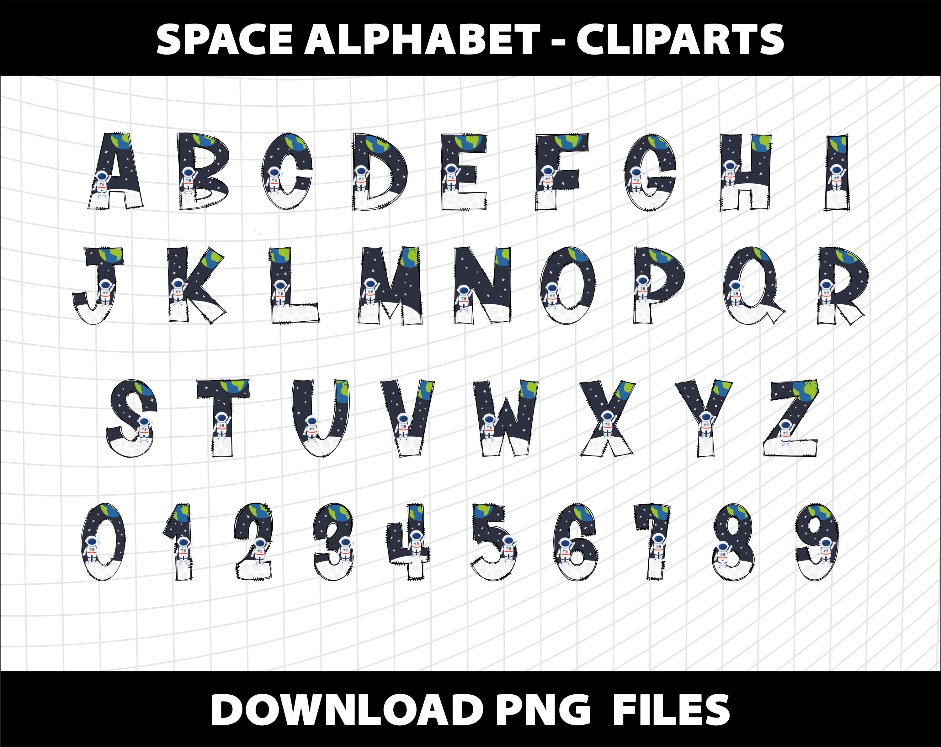 Space Alphabet Letters Clipart Svg Png Galaxy Astronaut Out Rocket ...