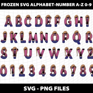 Frozen Svg Alphabet Elsa Anna Olaf Frozen Alphabet Number Font Letters ...