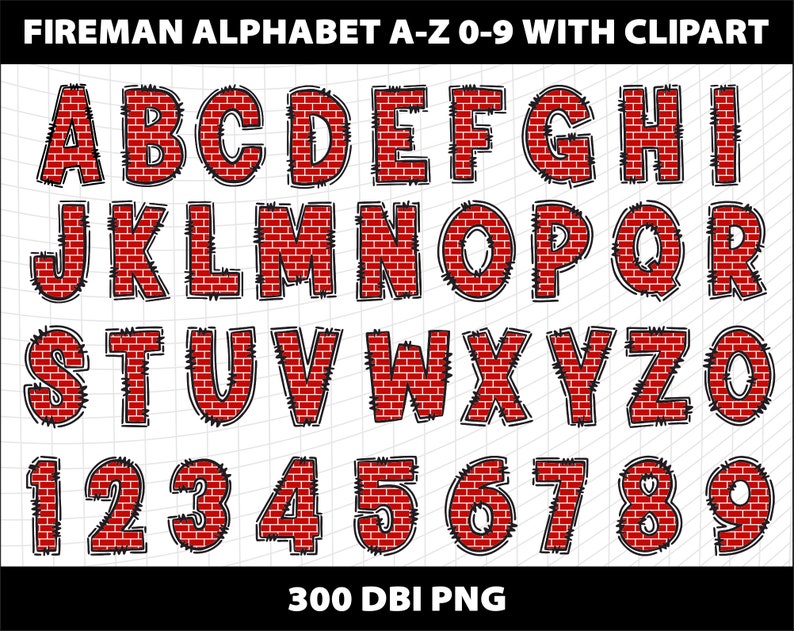 Fire Fighter Fireman Rescue Man Doodle Letters Alphabet Design - Etsy