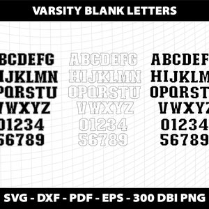 Varsity Blank Transparent Letters Sports Font Alphabet Sublimation Svg ...