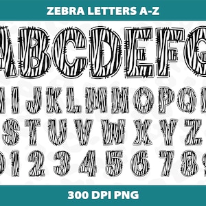 Animal Safari Font Alphabet Letters and Cliparts Sublimation Doodle ...