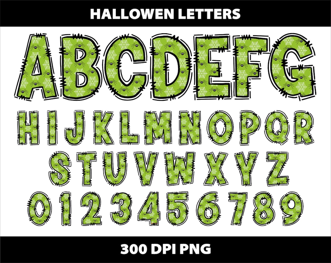 Halloween Doodle Font Alphabet Letters Sublimation Spooky - Etsy