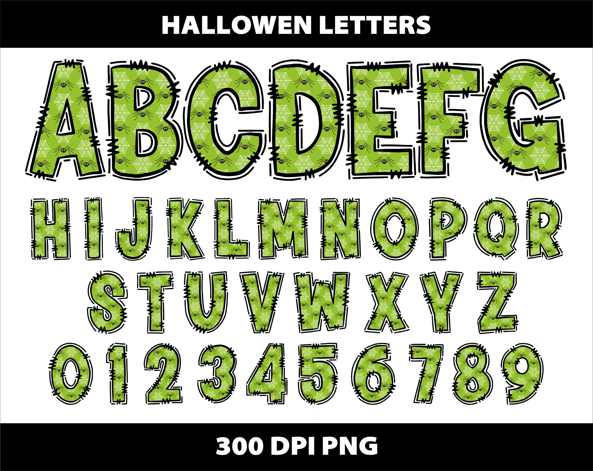 Halloween Doodle Font Alphabet Letters Sublimation Spooky - Etsy