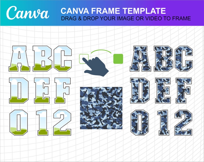 Canva Frame Template Letters Alphabet Blank Transparent - Etsy UK