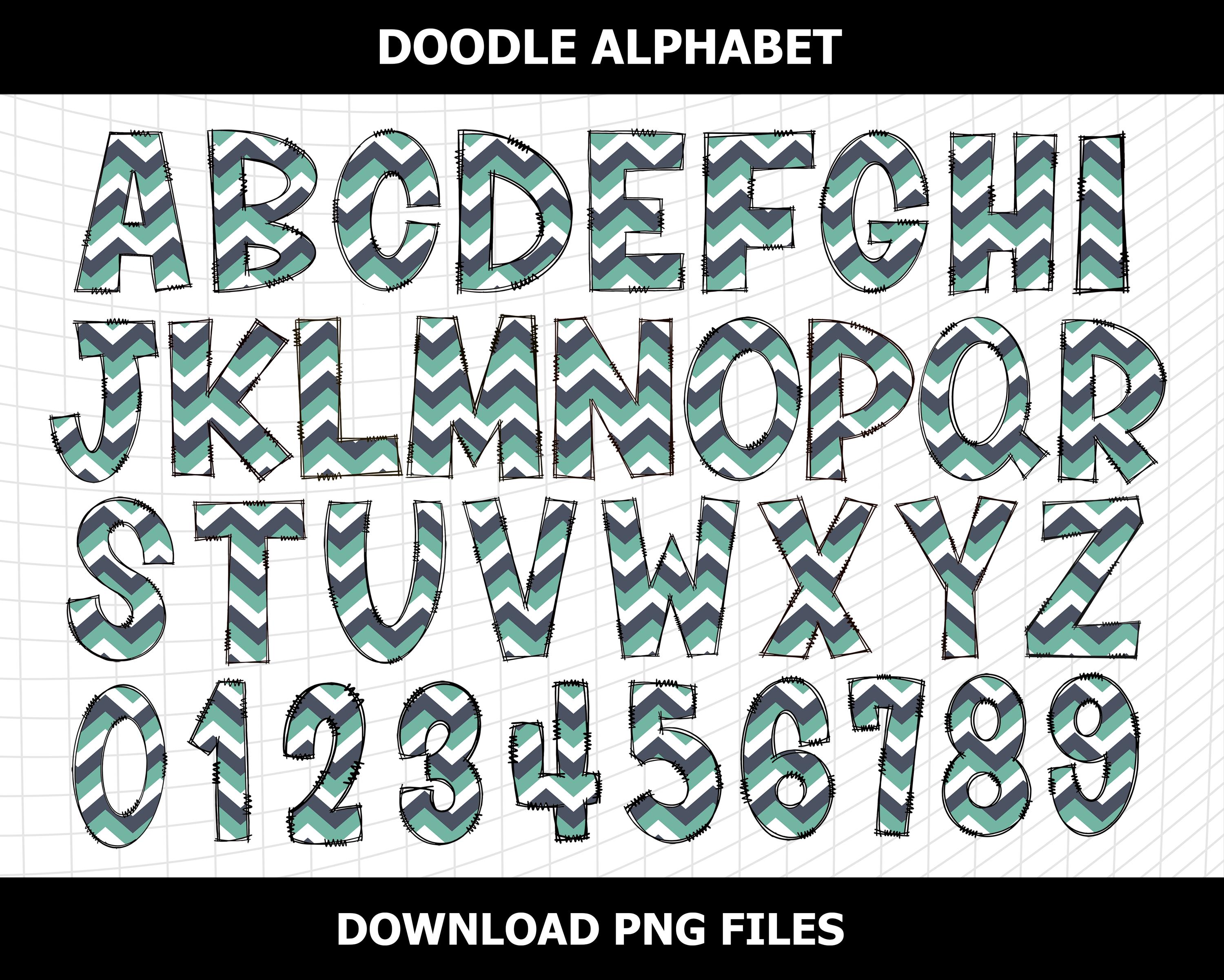 Fishing Alphabet Letters Clipart Png Doodle Font Bundle Sublimation ...