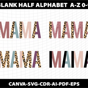 Half Letters Alphabet Font Blank Transparent Canva Frame Template Half ...