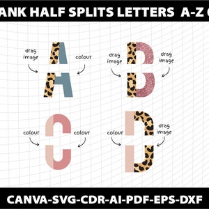 Split Half Letters Alphabet Font Blank Transparent Canva Frame Template ...