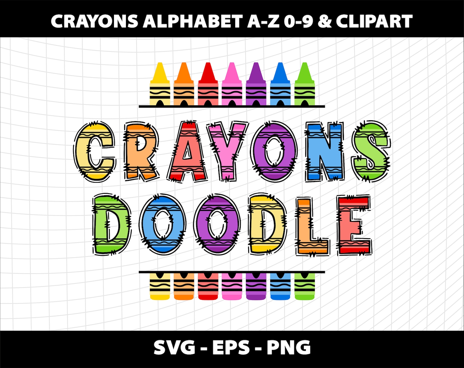 Crayones Doodle Letras Alfabeto Svg Cliparts Regreso a la Escuela ...