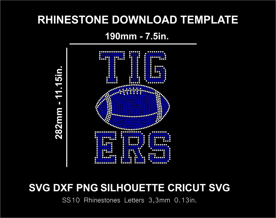 Rhinestone Football Tigers Team College Sports Font Silhouette Cameo ...