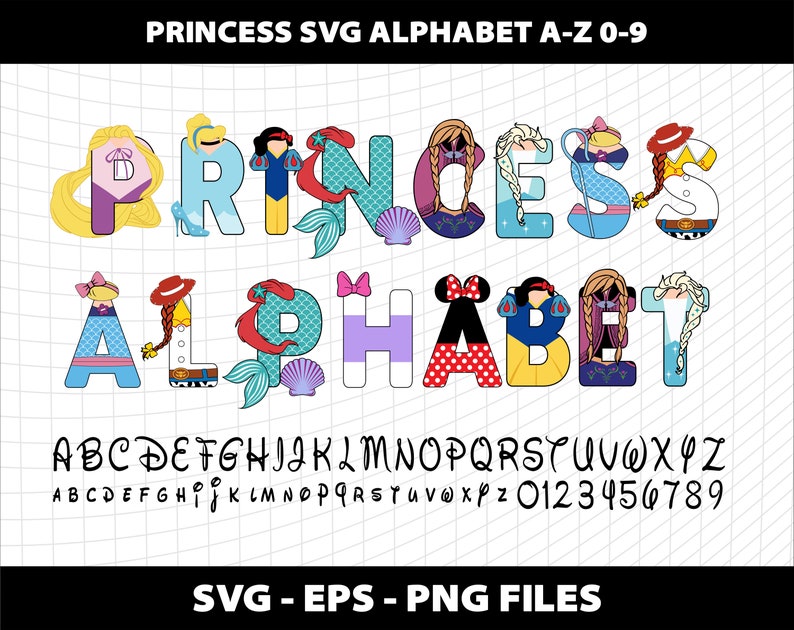 Princess Alphabet Svg Letters Font Number Font Letters Princess ...