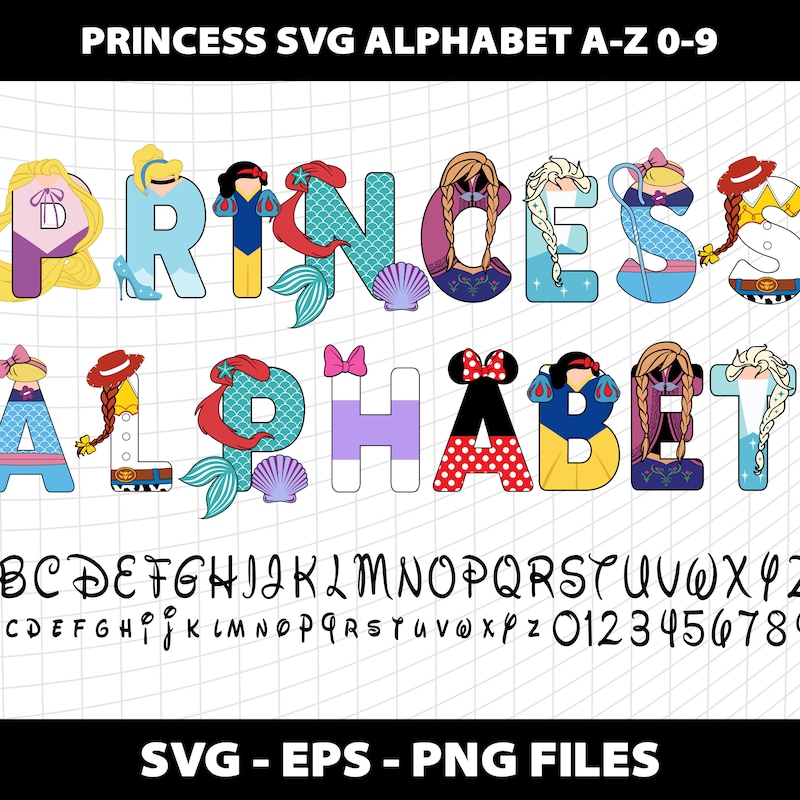 Princess Drawing Number - Etsy