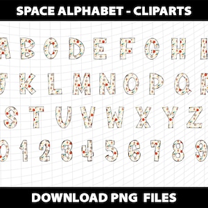 Space Alphabet Letters Clipart Svg Png Galaxy Astronaut Rocket Planet ...