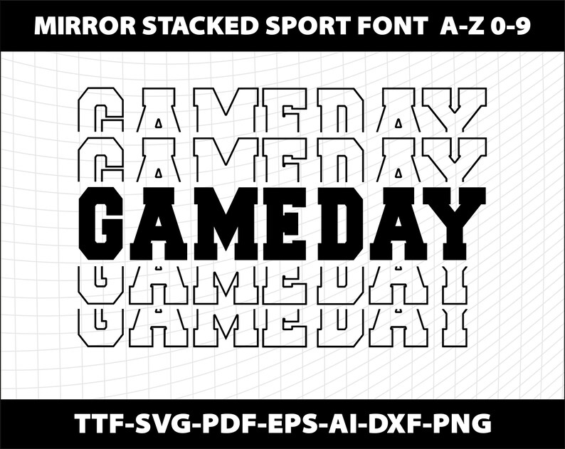 Mirror Stacked Font Alphabet Letters Sublimation Ttf Cricut Svg ...