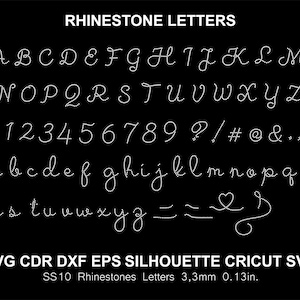 Rhinestone Font Letters Alphabet Silhouette Cricut Svg Dxf Cut Template ...
