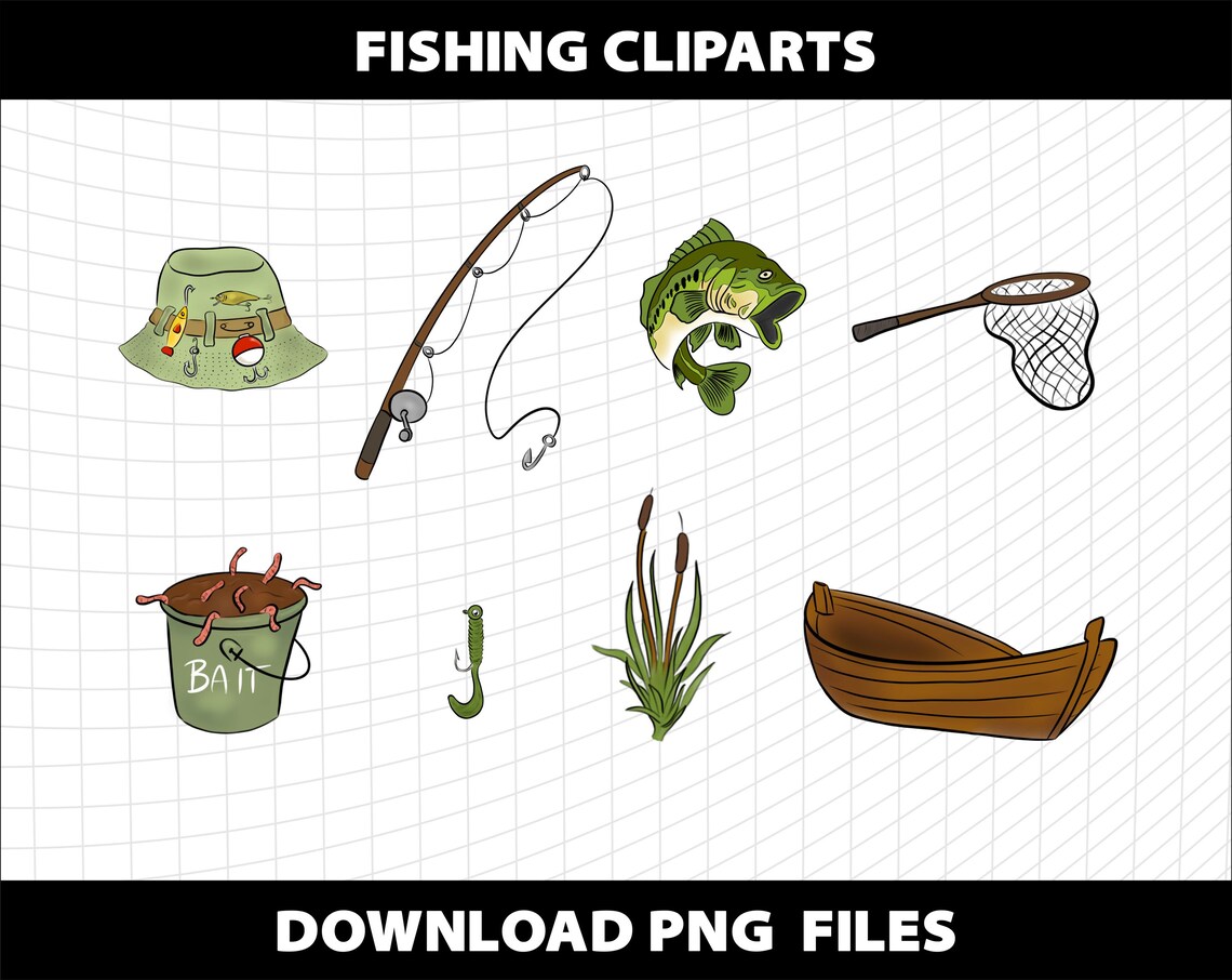 Fishing Alphabet Letters Clipart Png Doodle Font Bundle Sublimation ...