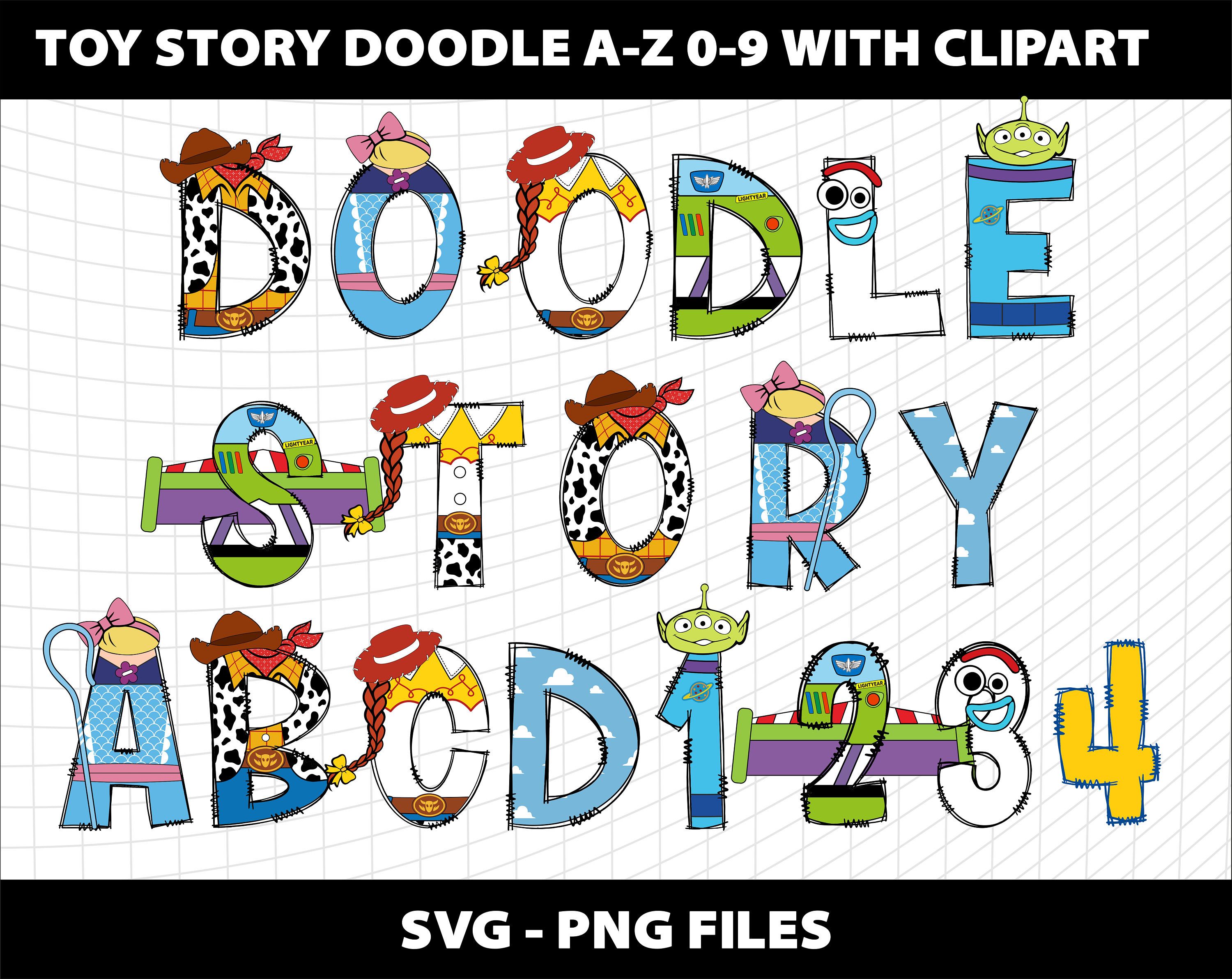 Toy Story Svg Doodle Letters Alphabet Font Toy Story Bundle - Etsy ...