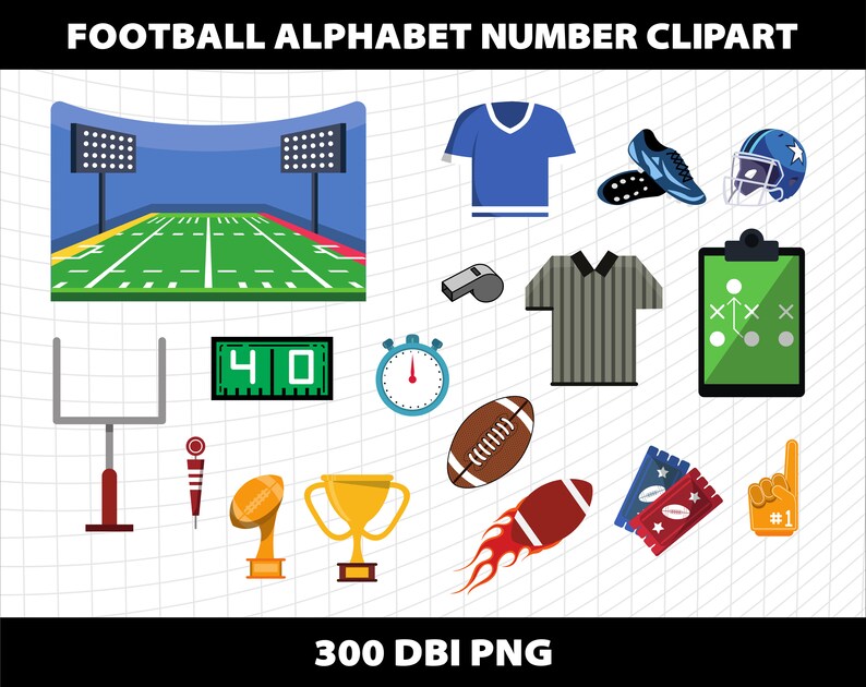 Football Letters Alphabet Number Cliparts Font Sublimation - Etsy