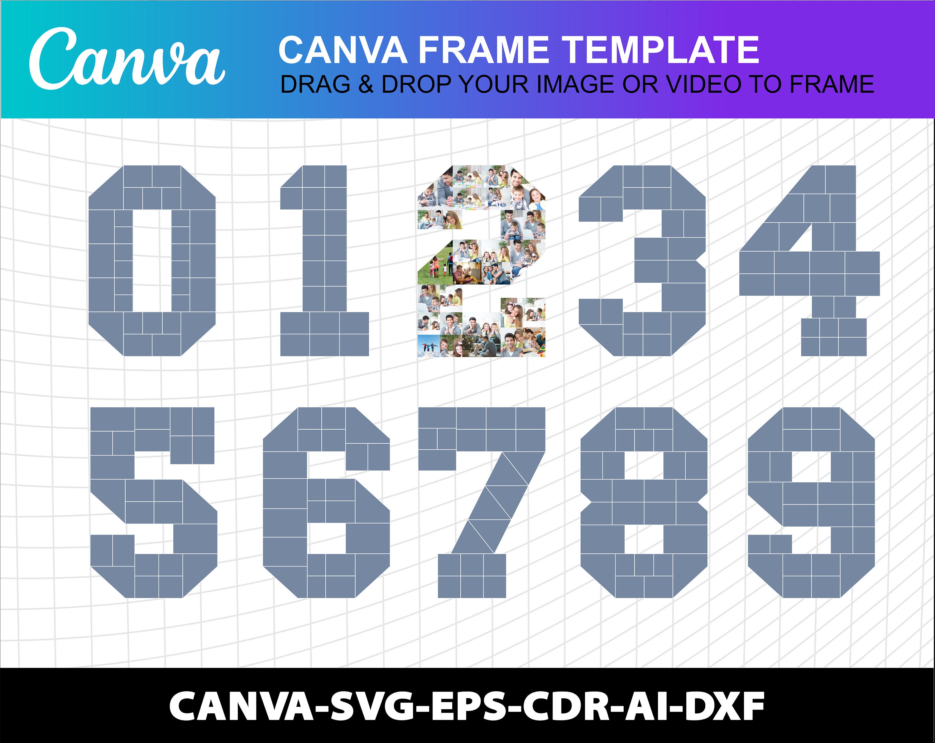 Number Photo Collage Canva Frame Template Design Photo Fill Etsy M xico