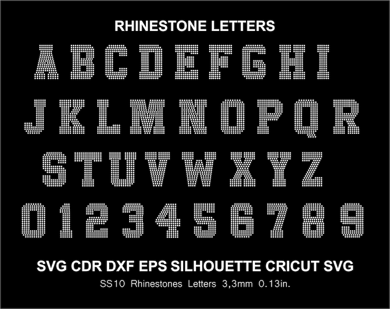Rhinestone Font Letters Cheer College Sports 2 Color Alphabet ...