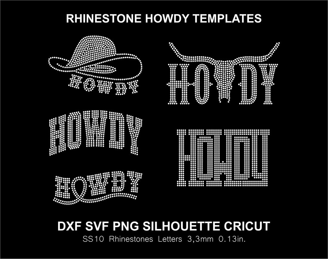 Rhinestone Bundle 5 Templates Howdy Rodeo Western Y'all Cowboy ...