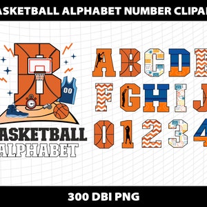 Basketball Letters Alphabet Number Cliparts Font Sublimation Varsity ...