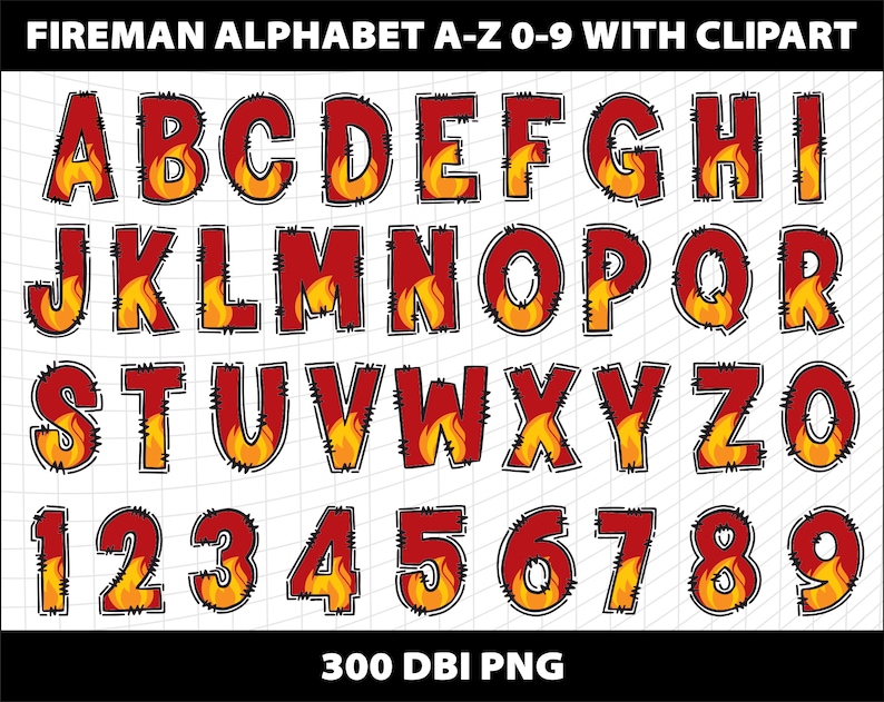 Fire Fighter Fireman Rescue Man Doodle Letters Alphabet Design - Etsy