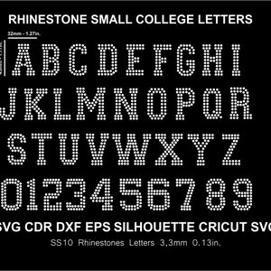 Small College Rhinestone Letters Font Alphabet Rhinestone Silhouette ...